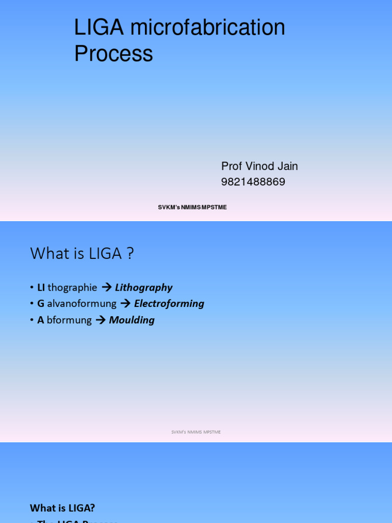 Lecture11 - LIGA - Fabrication - Process 1 | PDF | Deformation (Engineering) | Polymers