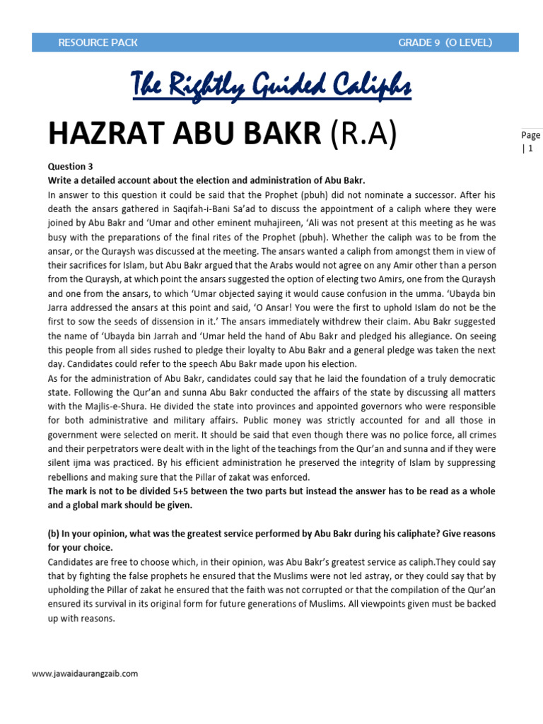 Caliphate of Abu Bakr P2 Chapter 3 (First Term) | PDF | Muhammad | Caliphate