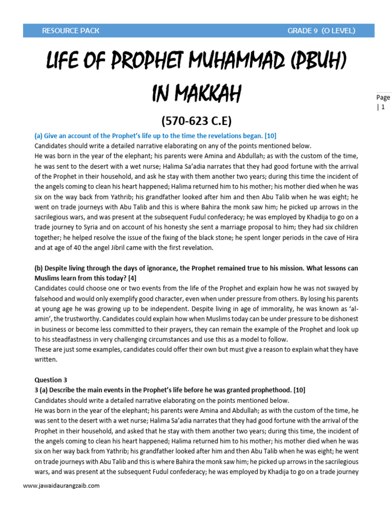 Makki Life P1 CHAPTER 3 (First Term) | PDF | Muhammad | Prophets And Messengers In Islam