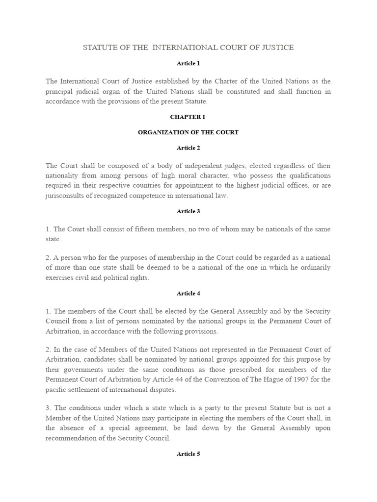 Statute of the International Court of Justice | PDF | Judgment (Law ...