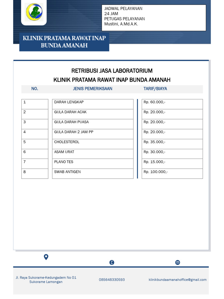 Brosur Lab Klinik Pratama Rawat Inap Bunda Amanah | PDF