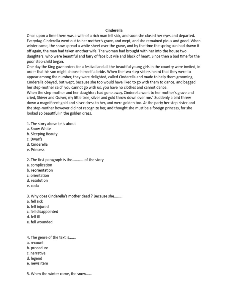 Narrative Text | PDF | Cinderella | Fairies