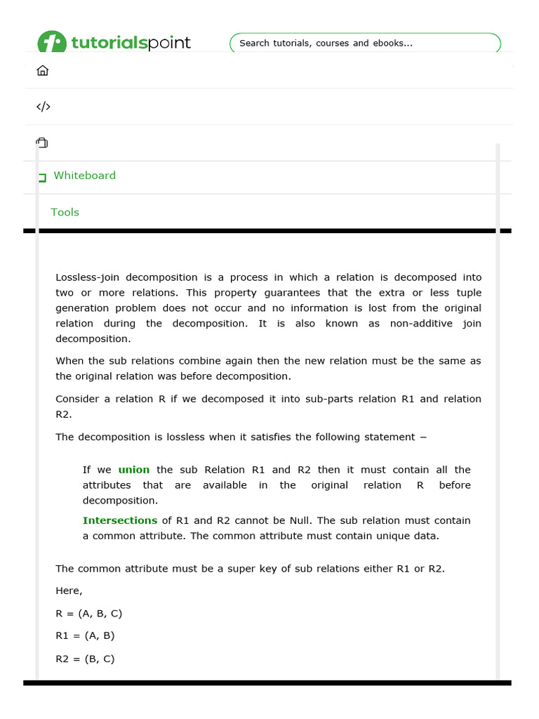 Lossless Join Decomposition | PDF | Computing | Computer Programming