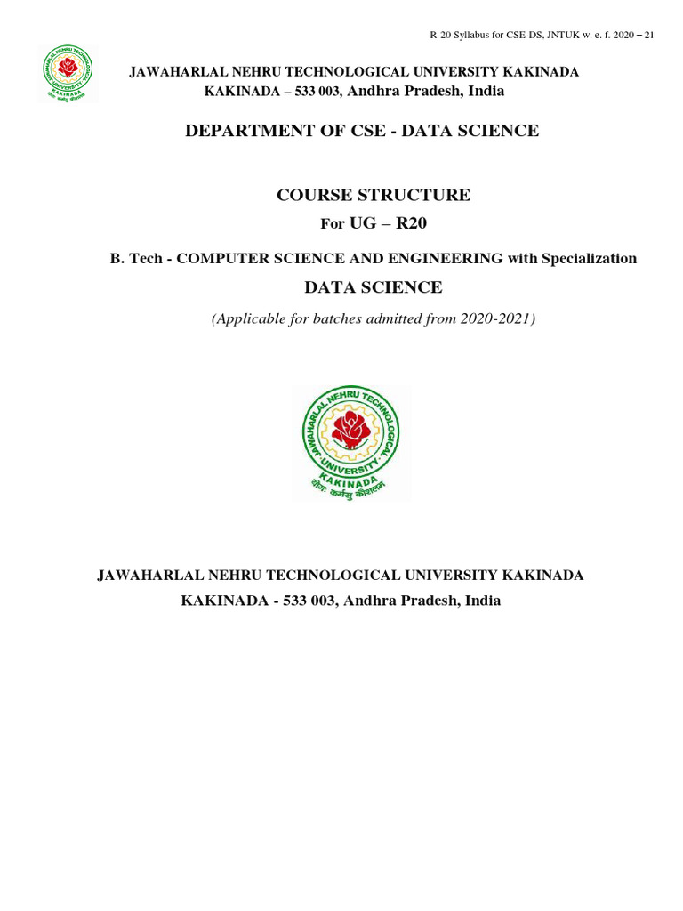Cse Ds R20 Course Structure Pdf Data Science Systems Science 9094