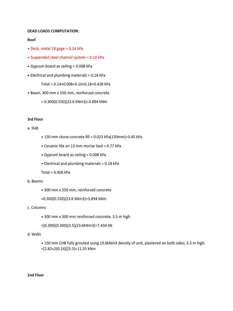 Dead Load Calculations and Examples | PDF | Technology & Engineering