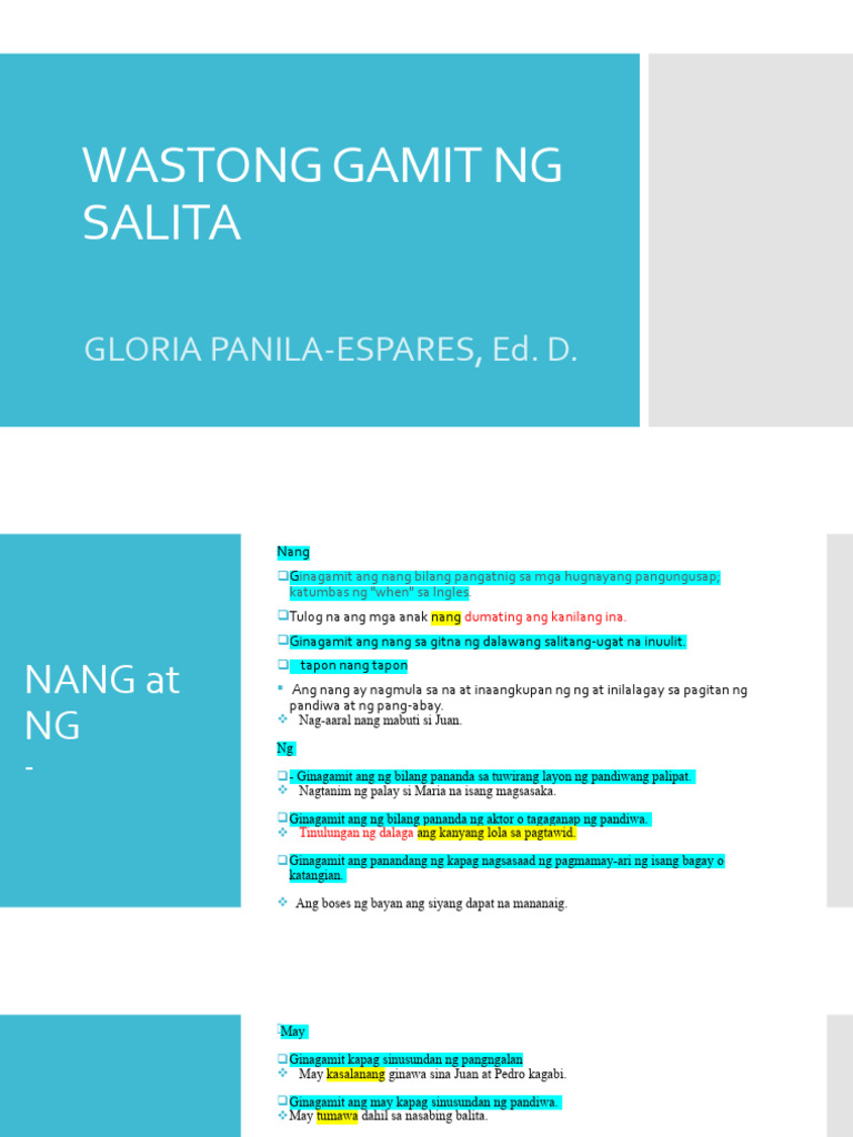 Wastong Gamit NG Salita Autosaved | PDF