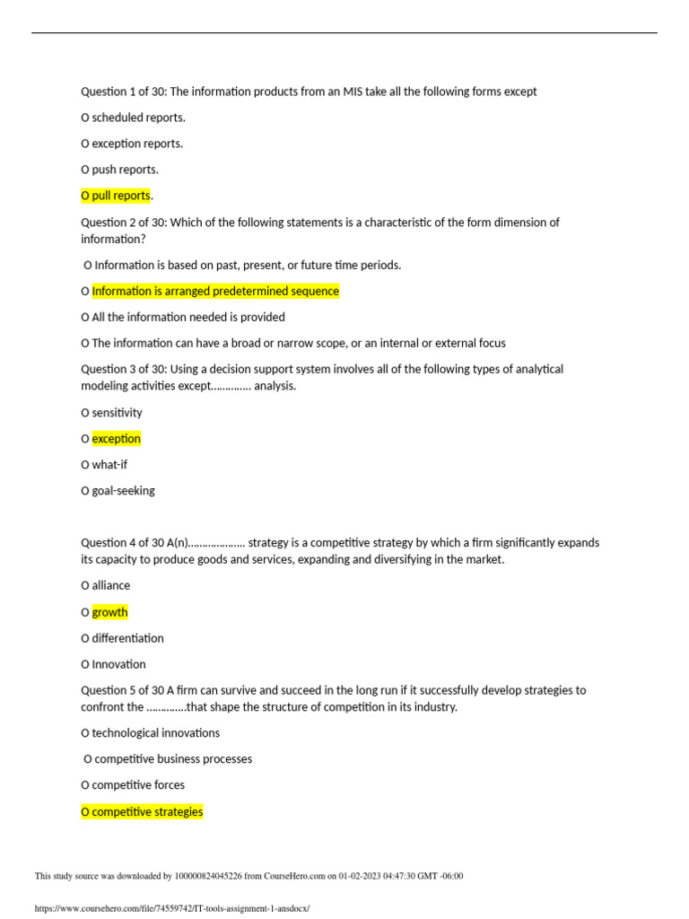 IT Tools Assignment 1 Ans | PDF | Strategic Management | Sensitivity ...