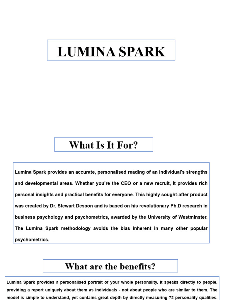 Lumina Spark | PDF | Psychometrics | Extraversion And Introversion