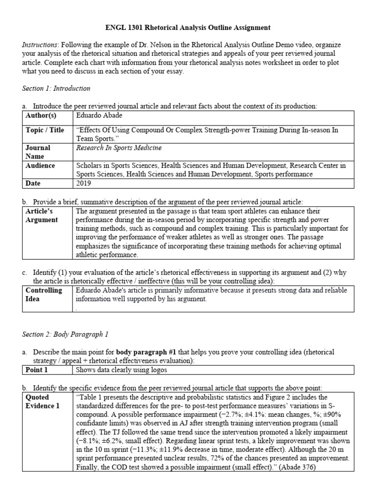 Rhetorical Analysis of Sports Training Study | PDF | Rhetoric | Essays