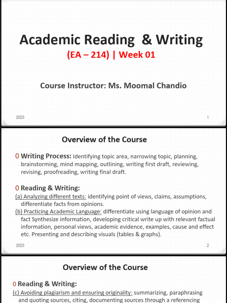 ARW - Week 01 | PDF | Reading Comprehension | Written Communication