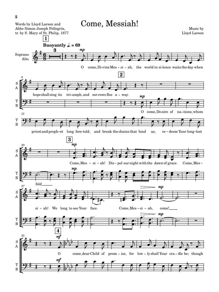 Come, Messiah! (Choir Score) | PDF | Choral Music