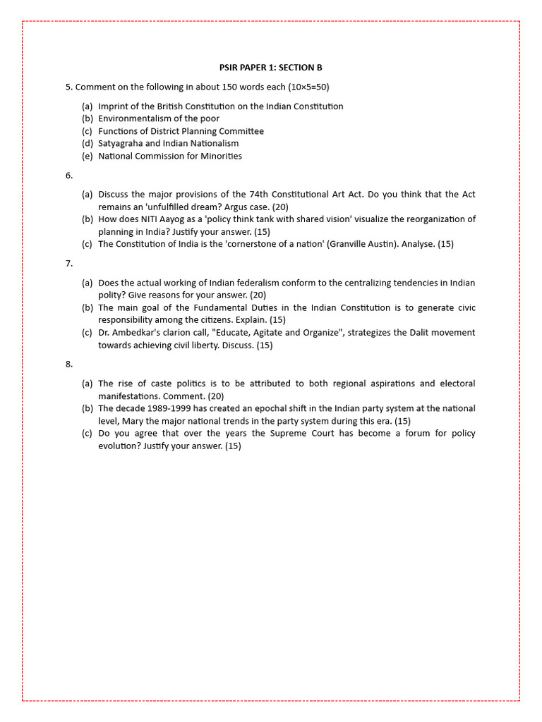 PSIR Exam Insights | PDF | Constitution | Dalit