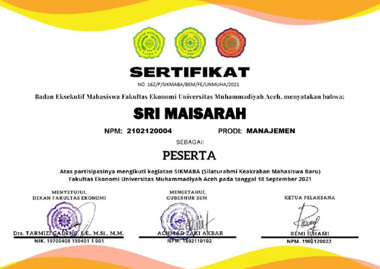 Sertifikat-Sri Maisarah | PDF