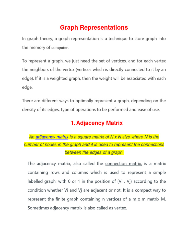 Adjacency Matrix | PDF | Matrix (Mathematics) | Vertex (Graph Theory)