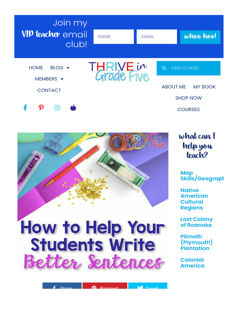How To Help Your Students Write Better Sentences - Thrive in Grade Five ...