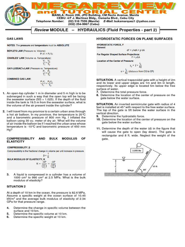Review Module 16 - Hydraulics 1 - Part 2 | PDF | Pressure | Water
