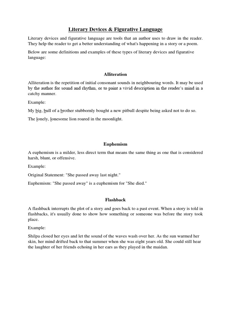 Literary Devices Figurative Language | PDF | Senses | Somatosensory System