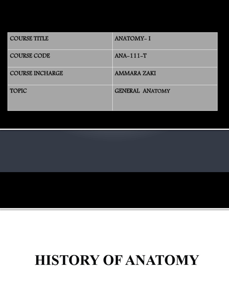 ANATOMY I Lecture 01, GENERAL ANATOMY 1, Introduction To Anatomy | PDF ...