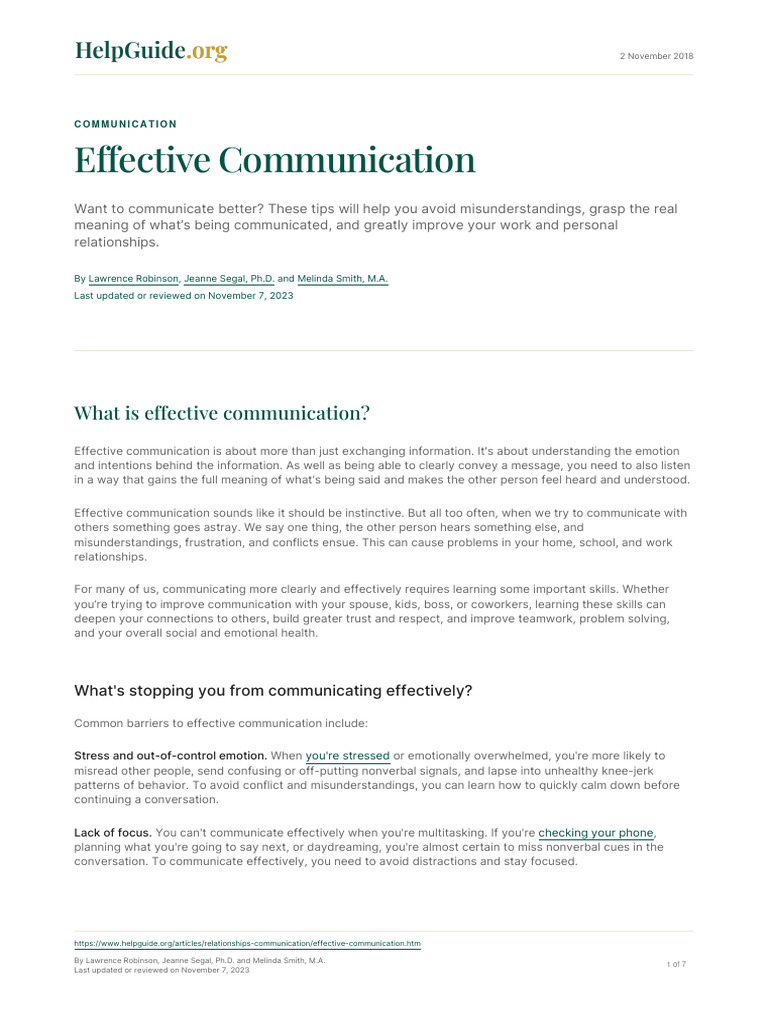 Effective Communication | PDF | Body Language | Nonverbal Communication