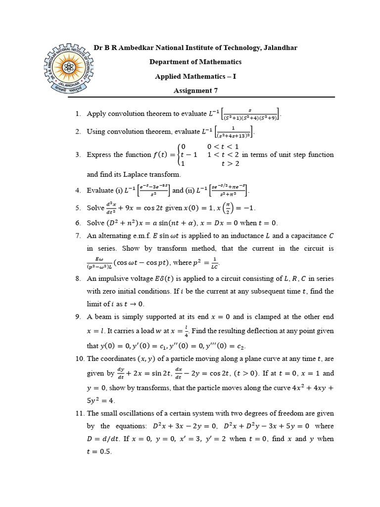 Assignment 7 | PDF | Electrical Network | Laplace Transform