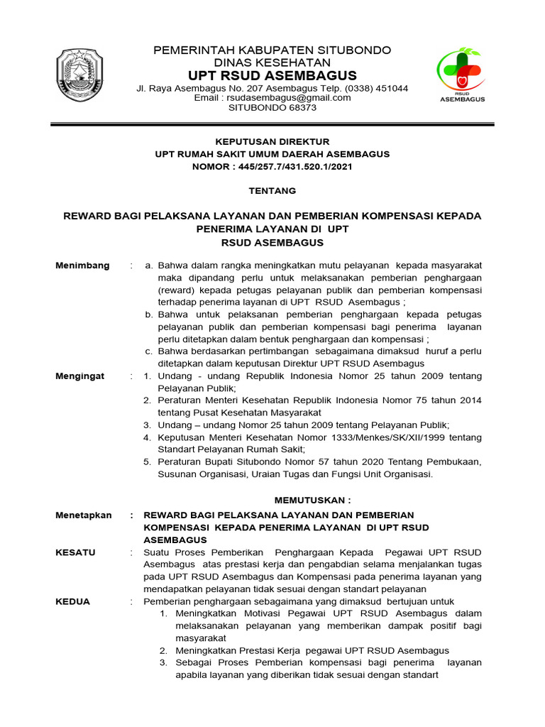 SK Si Reward Dan Kompensasi | PDF