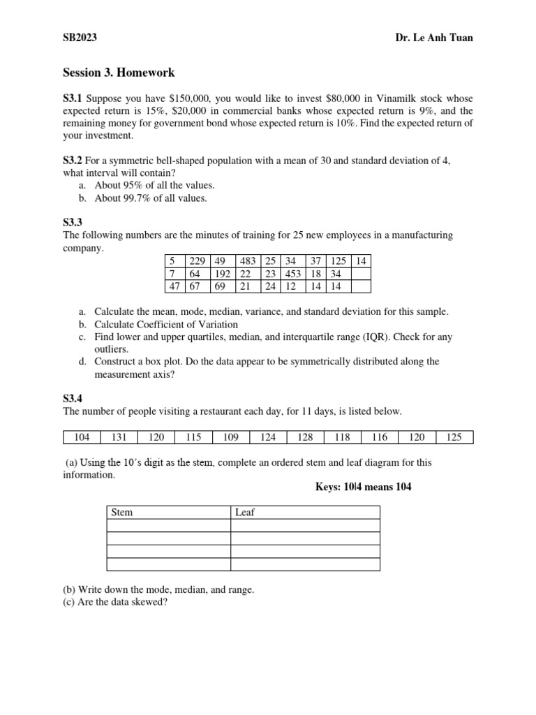 HW Ses3 Solutions | PDF | Statistical Theory | Data Analysis