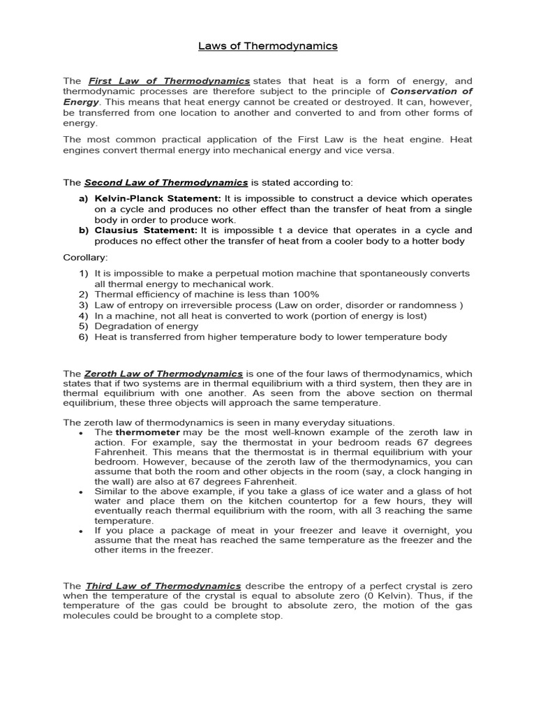 Laws of Thermodynamics | PDF | Laws Of Thermodynamics | Heat
