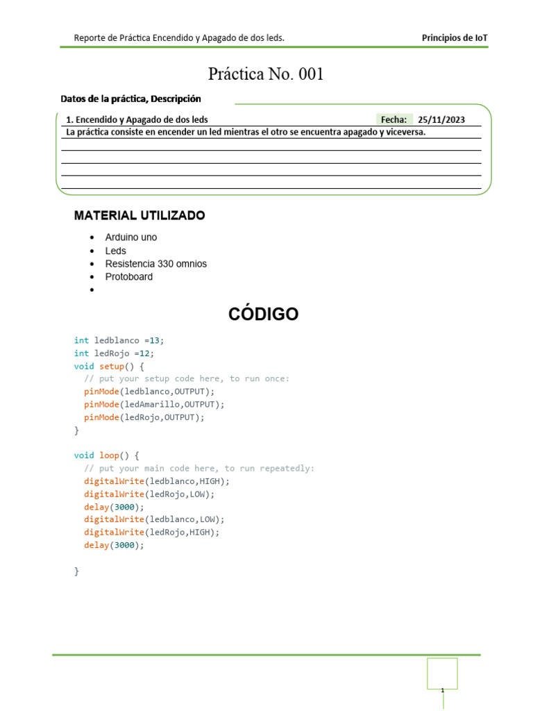 Encendido y Apagado de Dos Leds | PDF