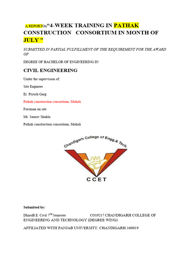4-Week Internship Report | PDF | Concrete | Strength Of Materials