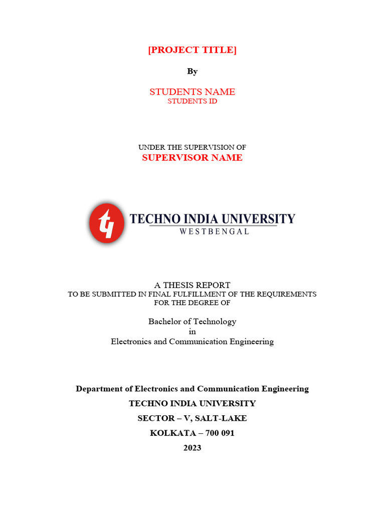 Thesis Format - BTech | PDF | Thesis