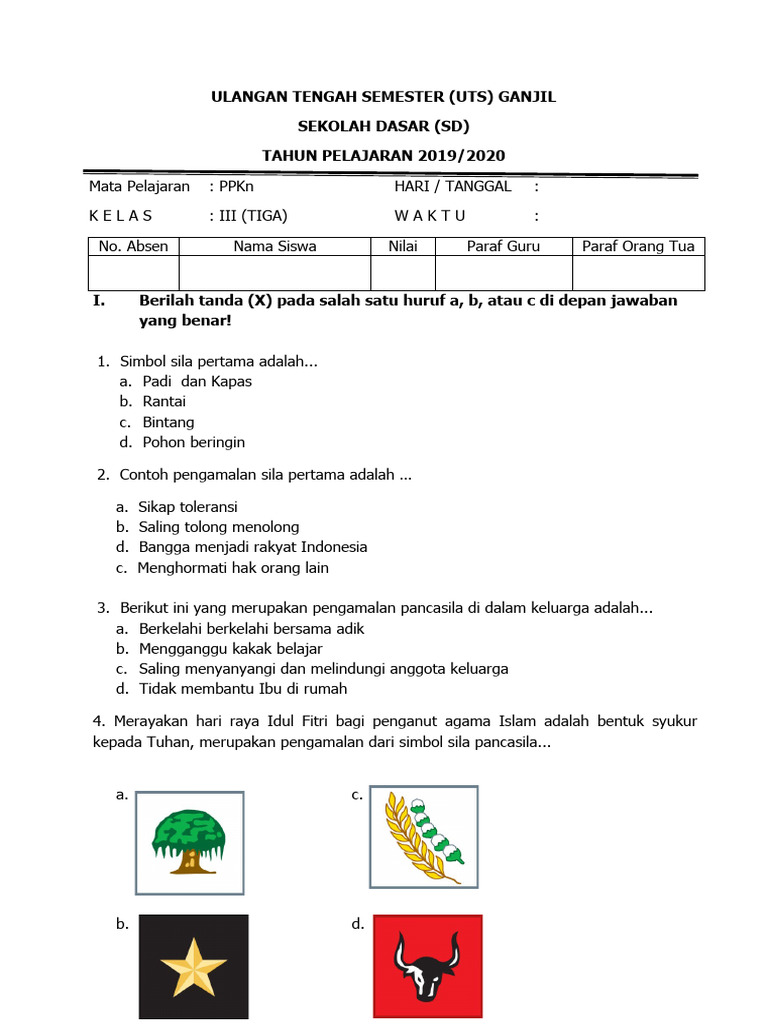 Soal PKN Kelas 3 | PDF