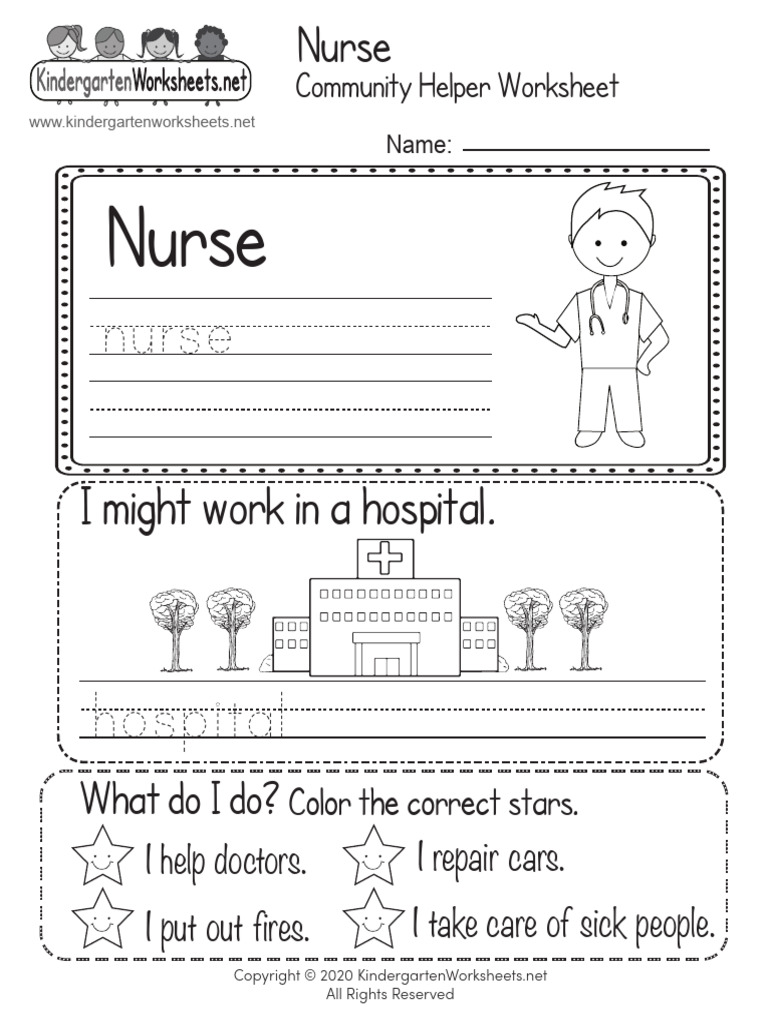 Community Helper Nurse Worksheet | PDF