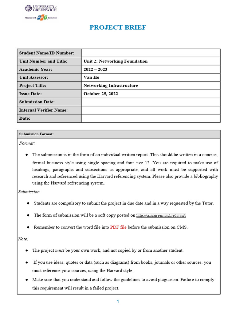 1 - Unit 2 - Project Brief Update | PDF | Computer Network | Local Area ...