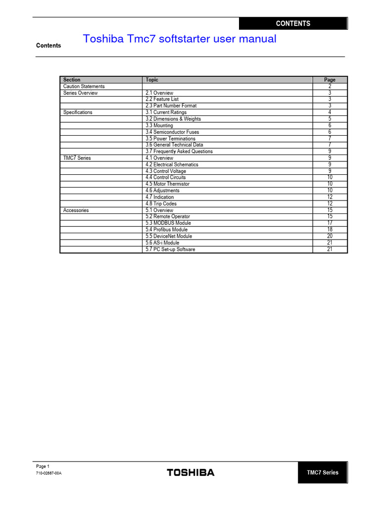 Softstarter TMC7 USER MANUAL | PDF | Alternating Current | Relay