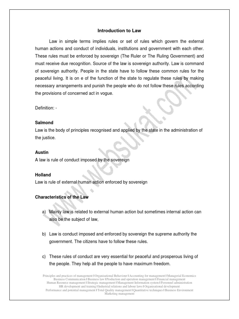 Introduction To Law | PDF | Human Resource Management | Business