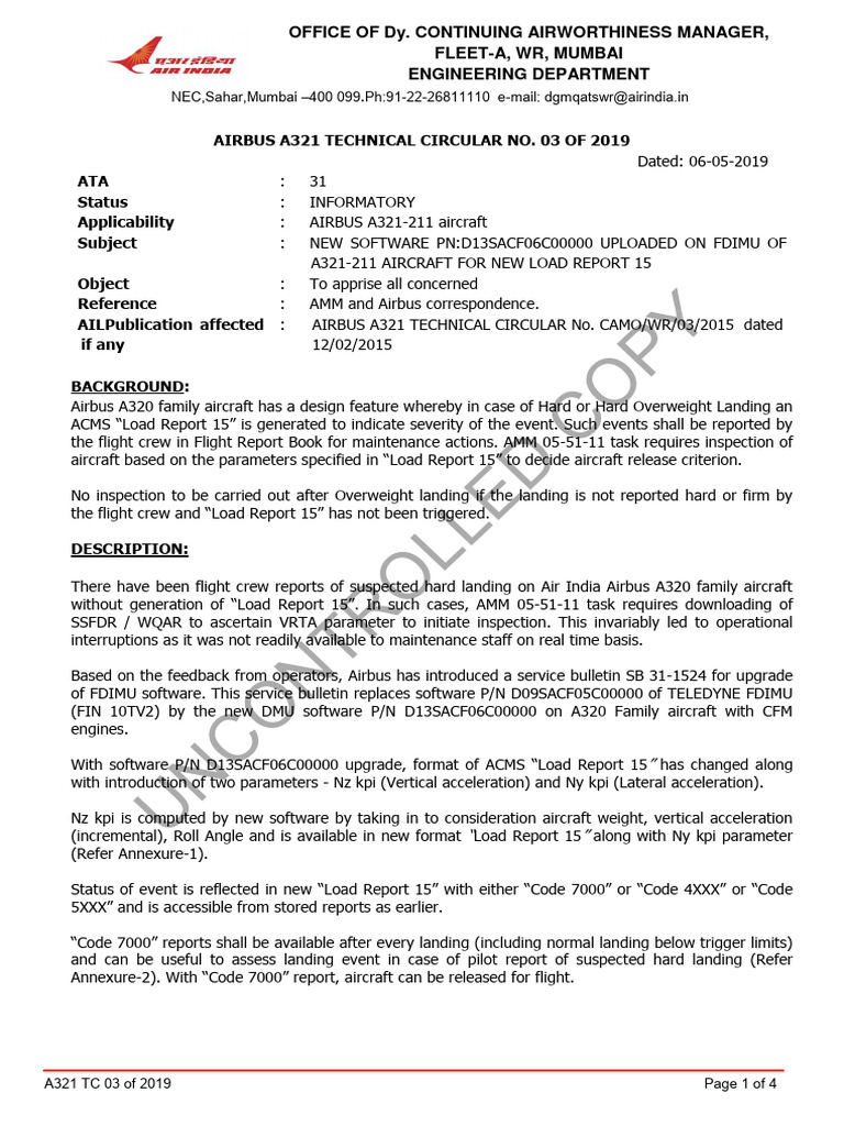 A321 TC Camo WR 03 2019 - New Load Report 15 | PDF | Airbus | Aeronautics