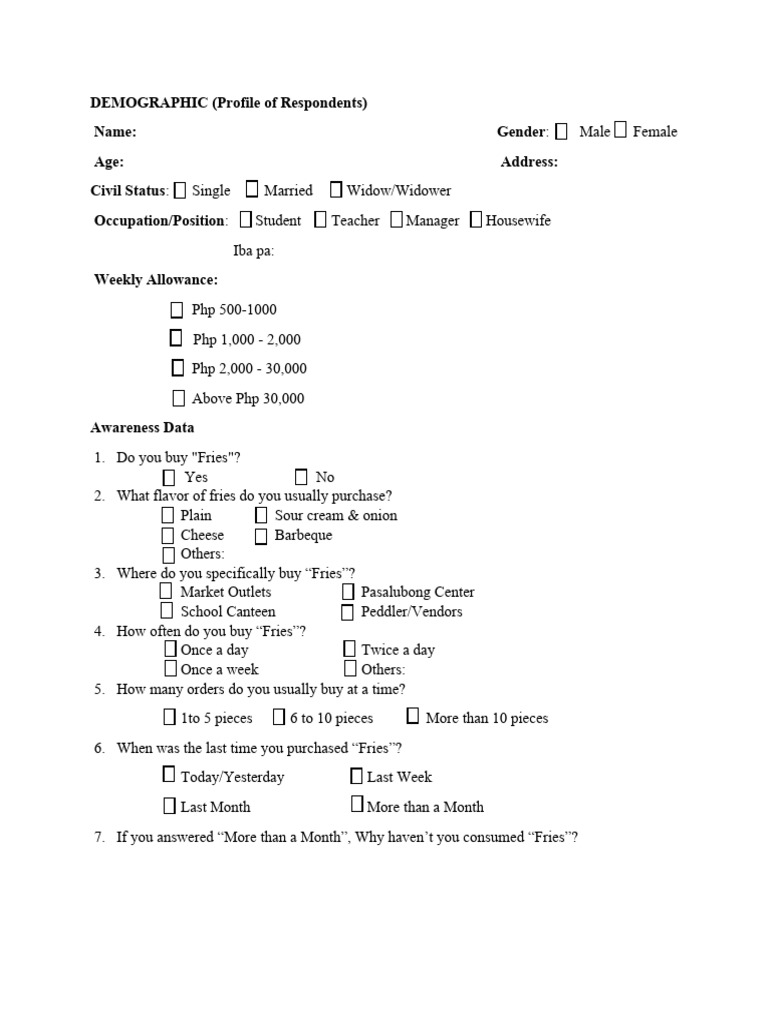 BPI Questionnaire | PDF | Business | Business Economics