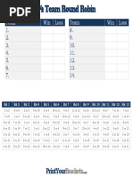 3 Team Round Robin Bracket - Fillable | PDF