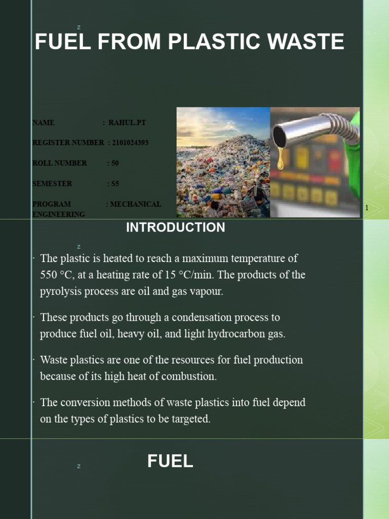 Plastic Waste to Fuel Conversion Report | PDF | Plastic | Pyrolysis
