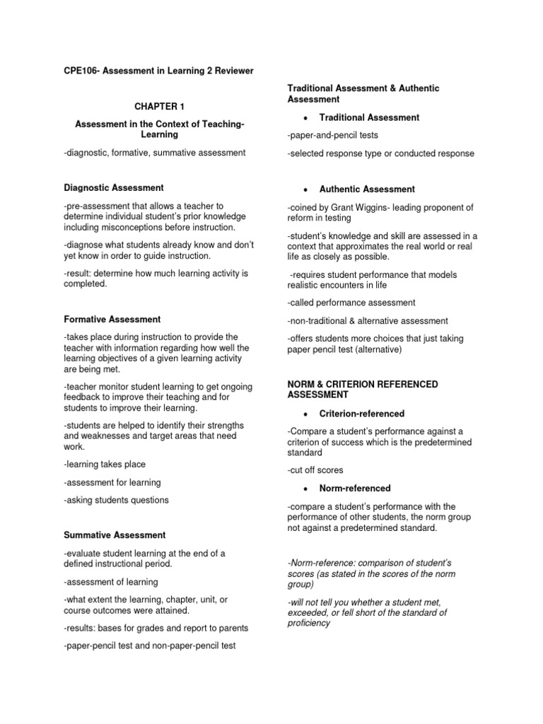 CPE106 Reviewer CHAPTER 1 6 | PDF | Educational Assessment | Rubric (Academic)