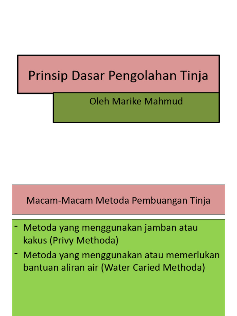 Prinsip Dasar Pengolahan Tinja | PDF