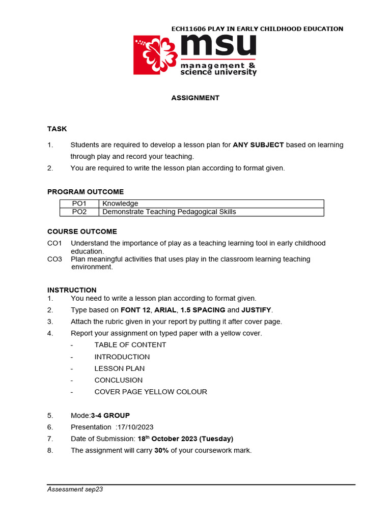 PRST - S1102022060001 - ASSIGNMENT 1 | PDF | Lesson Plan | Rubric (Academic)