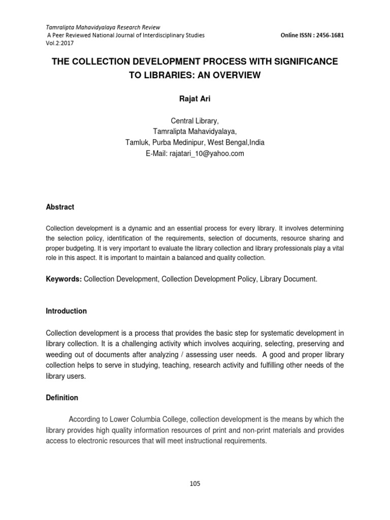D. 6. The Collection Development Proses | PDF | Libraries | Science