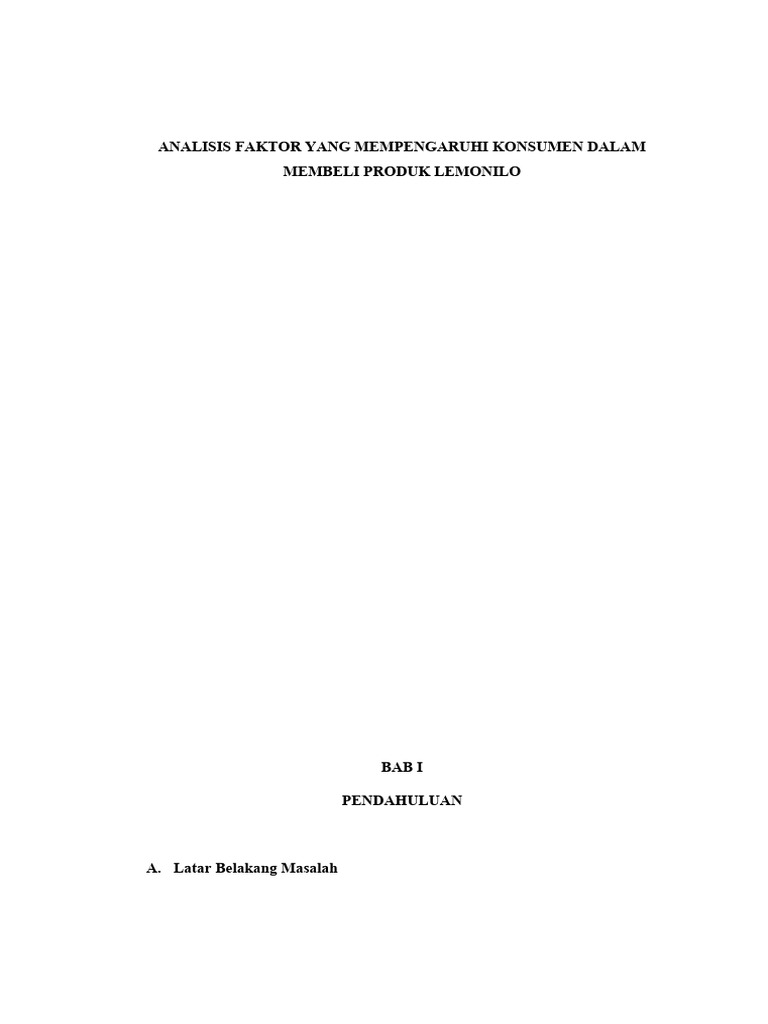 Analisis Faktor Yang Mempengaruhi Konsumen Dalam Membeli Produk Lemonilo | PDF