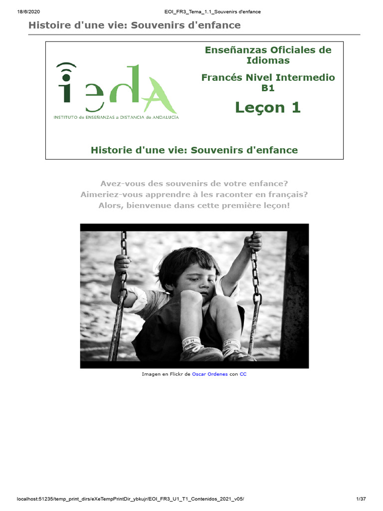 Tema 1.1 Souvenirs D'enfance | PDF | Grammaire | Linguistique