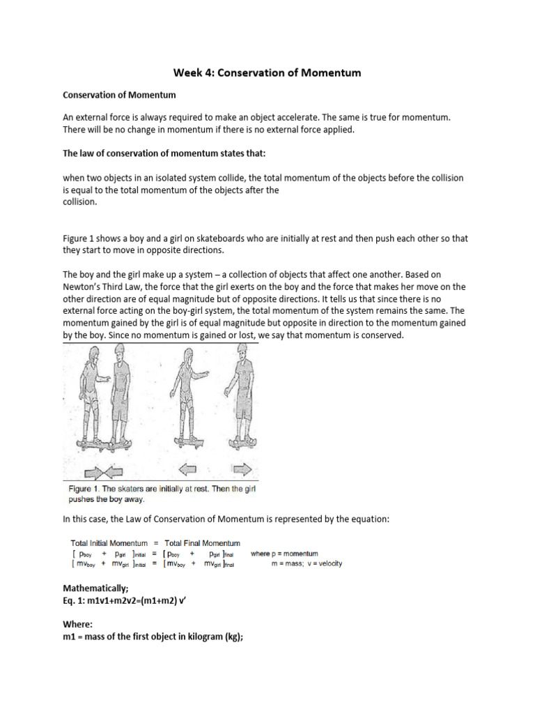 Week 4 Conservation of Momentum | PDF | Collision | Momentum