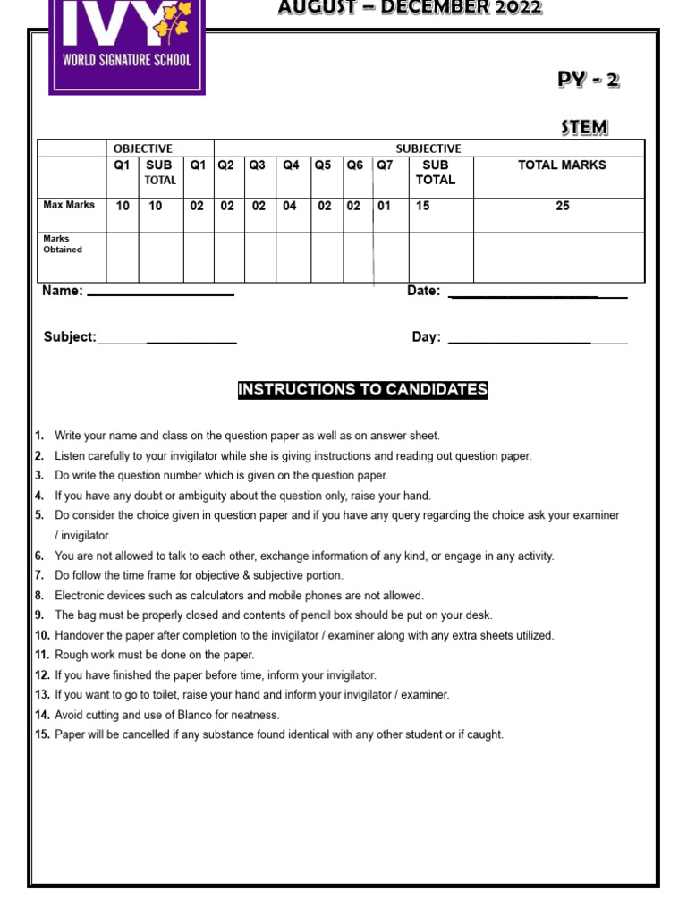 STEM Grade 2 PAPER | PDF