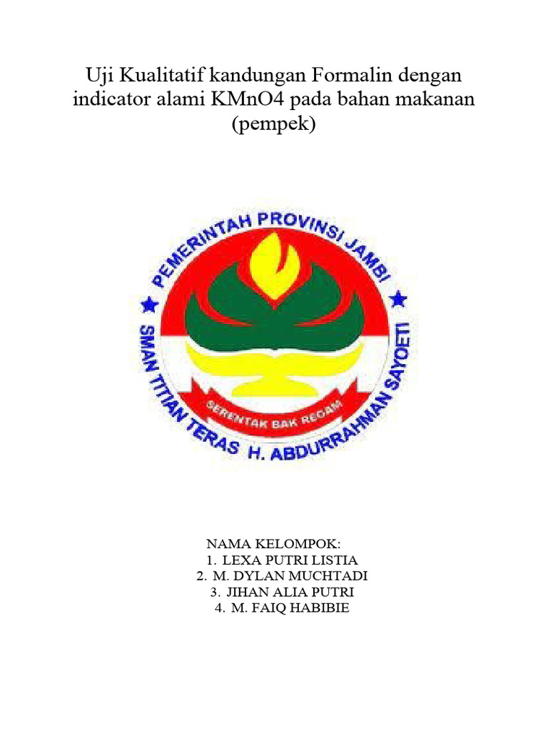 Uji Formalin pada Pempek dengan KMnO4 | PDF