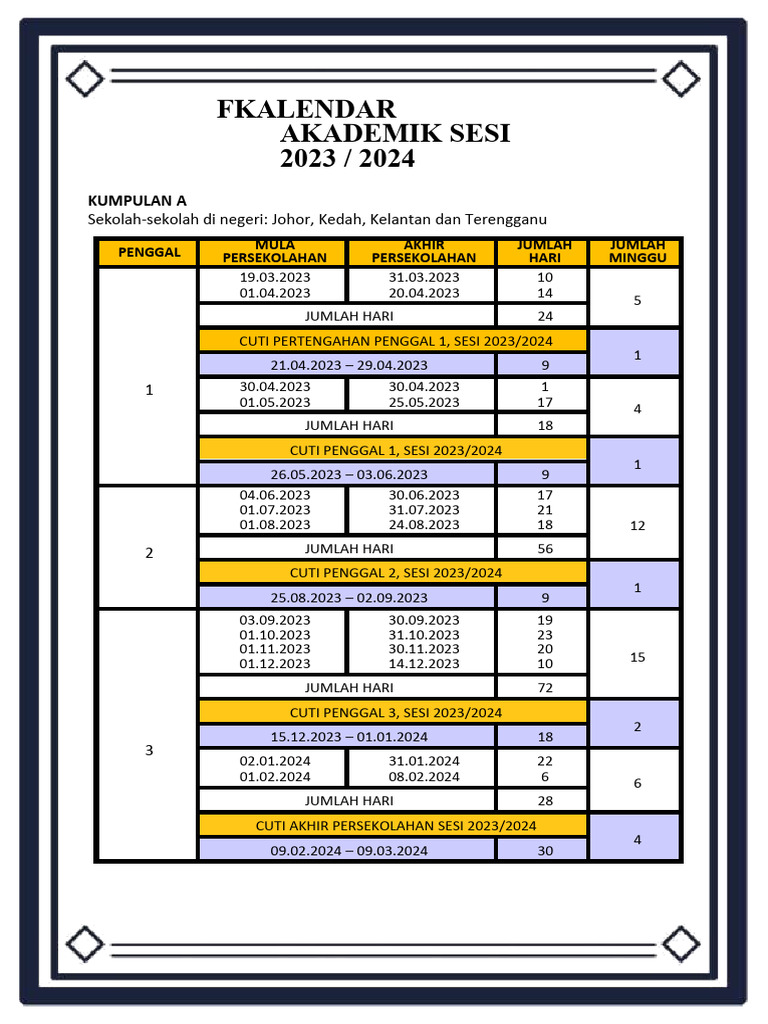 Kalendar Akademik 2023-2024 | PDF
