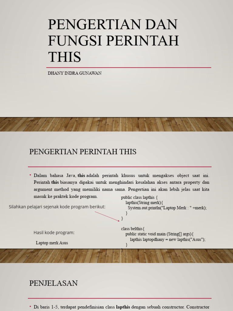 Materi Pengertian Dan Fungsi Perintah This Dan Static | PDF